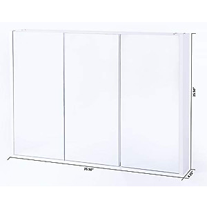 Basicwise QI003456 3 Shelves White Wall Mounted Bathroom/Powder Room Mirrored Door Vanity Cabinet Medicine Chest