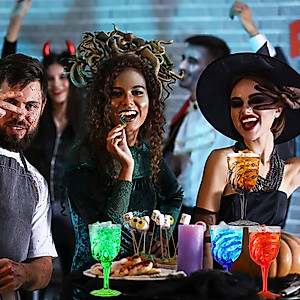 Sliner 24 Pcs Halloween Skeleton Hand Plastic Goblets 12 oz Spooky Skeleton Hand Goblets Halloween Wine Glasses Champagne Glassware Creepy Clear Cups for Halloween Party Haunted House, 4 Color