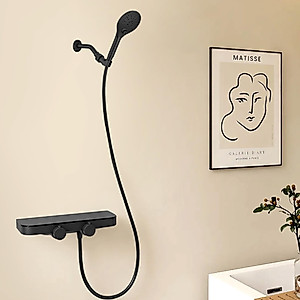 KPW Handheld Shower Head with 59" PVC Hose Matte Black Detachable Shower Head Adjustable Bracket High Pressure Handheld Shower Head RV Shower Head