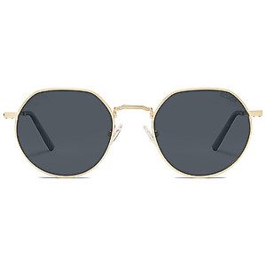 SOJOS Round Polygon Polarized Sunglasses for Women Men Retro Classic Vintage Shades SJ1157 Black Lens