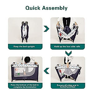 Pamo Babe Portable Playard,Sturdy Playard with Padded Mat and Toy bar with Soft Toys