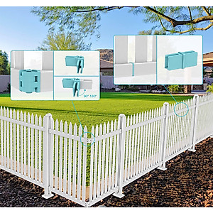 Coarbor 1 Set 84"x38.6" Vinyl Picket Fence Panels White Straight PVC Garden Decorative Fence for Yard Border Vinyl Outdoor Fence Pet Barrier Temporary Small Dog Fence (34 Pickets)