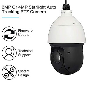 EmpireTech Outdoor 4MP 1/2.8" CMOS Starlight 25X Optical Zoom IR PTZ Smart AI IP Camera Support Auto-Tracking, PoE+,Perimeter Protection,Face Detection,Smart Capture PTZ Camera,PTZ494M-25X