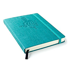 Red Co Journal with Embossed Octopus, 240 Pages, 5"x 7" Lined, Turqoise