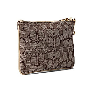 COACH Box Program Signature Jacquard Small Wristlet Cocoa Ivory One Size