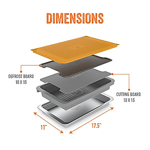 PREP ‘N Serve Premium Set™ - Plastic Container with Lid for Marinades, Stainless Steel Serving Tray, Aluminum Defrosting Tray, and a Plastic Cutting Board - The Ultimate BBQ Food Prep Utensil Set