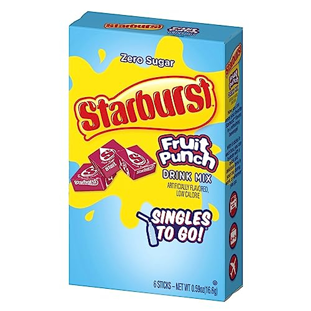 SINGLES TO GO! Starburst Variety pack 5 box, 5 flavor (Raspberry, Cherry, Fruit Punch, Strawberry and Lemon)