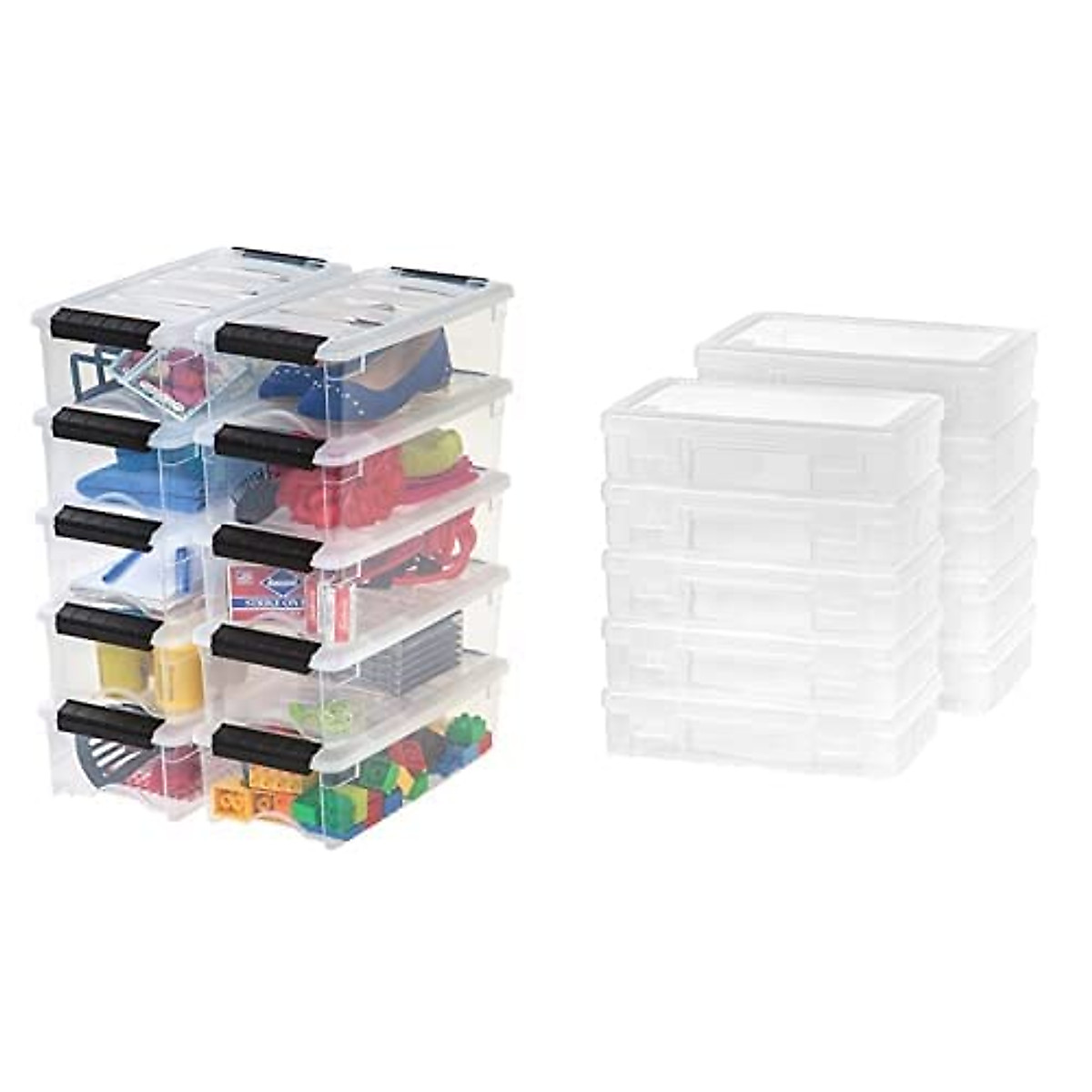 IRIS USA, Inc. TB-35 5 Quart Stack & Pull Box, Clear with IRIS Medium Modular Supply Case, 10 Pack