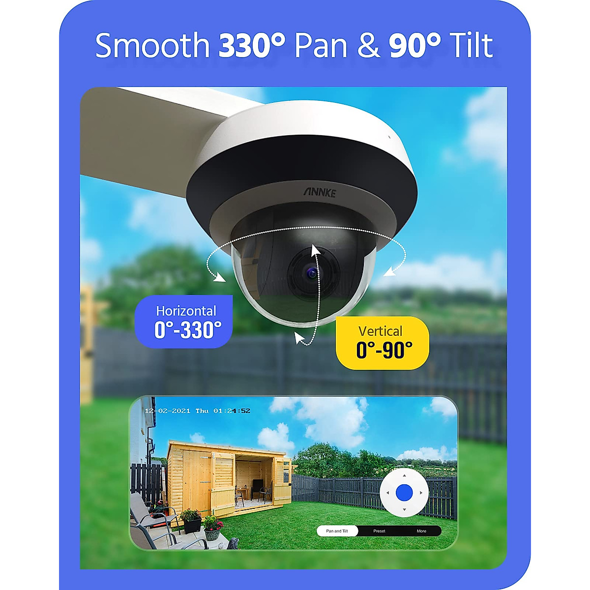ANNKE CZ400 4MP PoE IP Audio Security Camera, PTZ CCTV Dome Camera with AI Human, 4X Optical Zoom, H.265+ Color Night Vision, Pan & Tilt, Auto Focus, RTSP, IP66 Waterproof for Outdoor
