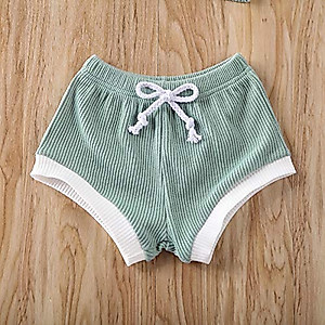 Newborn Infant Baby Girl Boy Clothes Short Sleeve Tops T-Shirt+Shorts Pants Solid Color Two Piece Outfits Set (Light Green, 0-6M)