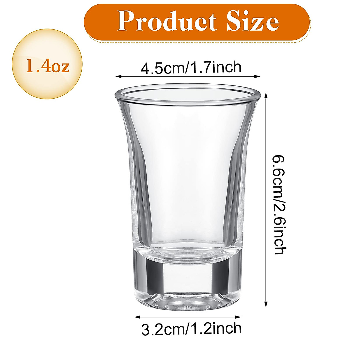 50 Pack Shot Glass Set with Heavy Base, 1.4 Ounce Clear Shot Glasses Round Shot Glasses Bulk for Whiskey Wine Liquor Vodka Birthday Party