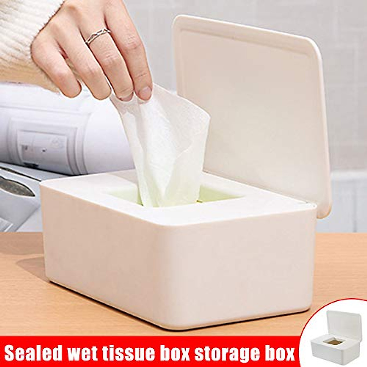 GQZ Wet Wipes Dispenser Holder Dust Proof Tissue Storage Box Case with Sealed Lid for Home Office Desk Keeps Wipes Fresh,Wipe Container
