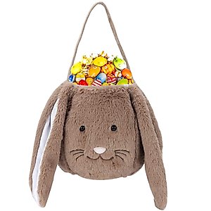 Plush Easter Bunny Basket for Kids Boys Girls Easter Buckets with Long Plush Ear Personalized Egg Hunting Bags,Bunny Kids Easter Tote Bags for Easter Decorations Candy…