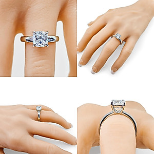 Central Diamond Center VOGUE 4 Prong Cushion Cut 925 Silver Solitaire Engagement Ring - 3.00ct Platinum Plated - Size 4