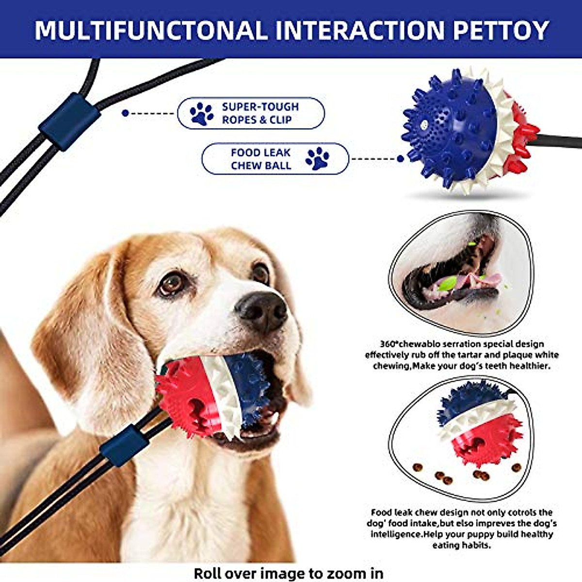 Siherry Dog Chew Toys for Aggressive Chewers, Suction Cup Dog Chewing Toy, Chewing and Cleaning Teeth, Dog Training Treats Teething Rope Toys for Boredom, Dog Toys for Aggressive Chewers Large Breed