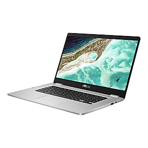 ASUS 2020 Chromebook 15.6 Inch Non-Touch Laptop, Intel Celeron N3350 up to 2.4 GHz, 4GB LPDDR4 RAM, 64GB eMMC, WiFi, Bluetooth, Webcam, Silver, Chrome OS + NexiGo 32GB MicroSD Card Bundle