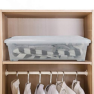 Asking 40 Quart Plastic Wheels Under Bed Storage Box, Latch Bin with Lid, Clear, 3-Pack