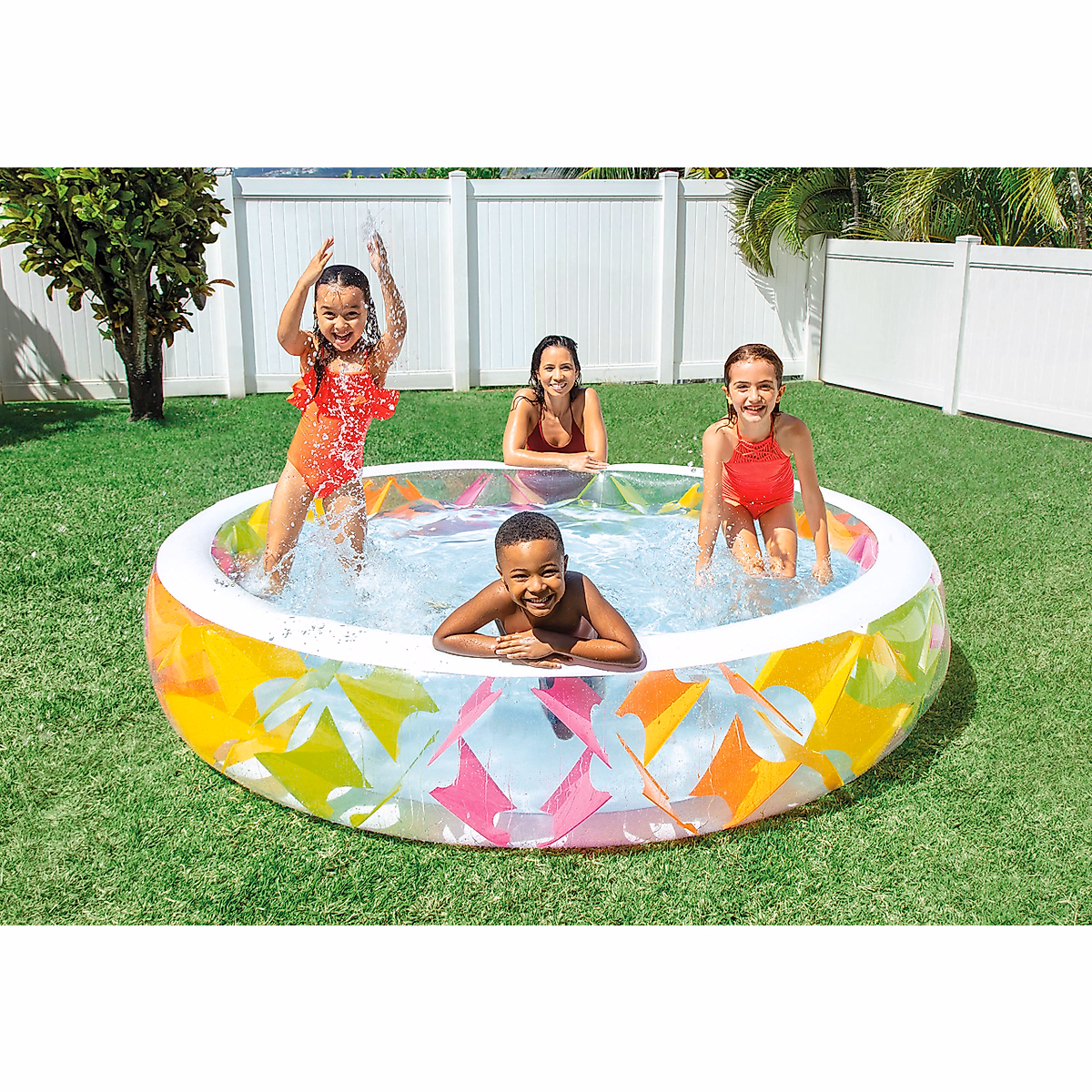 INTEX 56494EP Swim Center Inflatable Pinwheel Pool: 222 Gallon Capacity – 90" x 22"