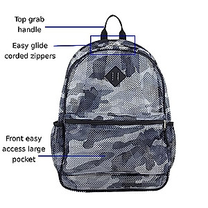 Eastsport Mesh Backpack, Gray Camo/Black