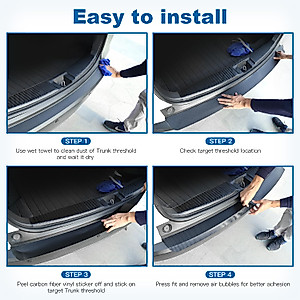 Moteloor Black Carbon Fiber Textured Leather Sticker for The Threshold bar Outside The car Boot, Anti-Scratch Strip Anti-Kick Film Protective pad for The Rear Guard（35.43 * 3.15 in）