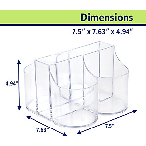 Friwer 5 Compartment Classic Acrylic Napkin Holder with Cutlery Organizer Caddy Bin, For Spoons, Forks, Knives & Cups, Indoor/Outdoor Use