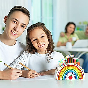 Funrous Wooden Rainbow Pencil Holder Pen Holder Teacher Appreciation Gifts from Students Pencil Organizer Brushes Makeup Brush Crayon School Teacher Supplies for Kids Girls