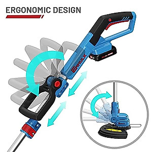 String Trimmer/Edger, Enhulk 20V 12'' Cordless Weed Wacker with Auto-Feed, 2.0Ah Electric Weed Eater, 2 in 1 Grass Edger for Lawns/Yard(Fast Charger Included)