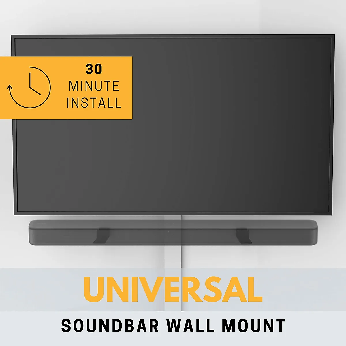 Universal Soundbar Wall Mount Bracket, Adjustable, Compatible with Most Brands, Includes All Mounting Hardware, Black