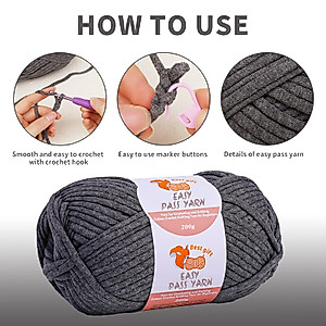 Fedmut Yarn for Crocheting -200g Beginners Chunky Cotton Yarn Easy-to-See Stitches Thick Worsted Yarn for Knitting Craft -Grey