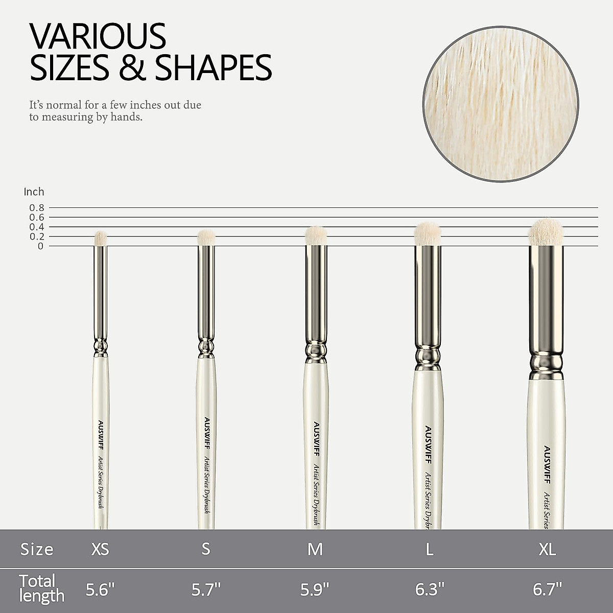 Auswiff Drybrush Set of 5 - Paint Brush Set for Miniature Painter, Goat Hair Acrylic Model Paint Brushes Fabulous for Beginners & Professional for Tabletop & Wargames Detailing Watercolor Oil Painting