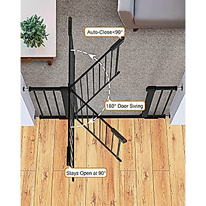 Mom's Choice Awards Winner-Cumbor 29.7"-40.6" Width Pressure or Hardware Mounted Auto Close Safety Baby Gate, Durable Extra Wide Dog Gate for Stairs, Doorways, Easy Walk Thru Pet Gate for House