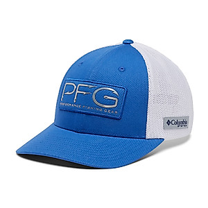 Columbia Unisex PFG Mesh Hooks Ball Cap, Vivid Blue/Silver, Large/X-Large