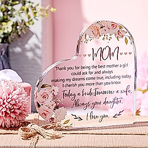 Gifts for Mother of the Bride Mother of the Bride Gifts from Daughter Thank You for Being the Best Mom Acrylic Heart Keepsake Wedding Gift from Daughter Thank You Wedding Gift for Mom (Flower)