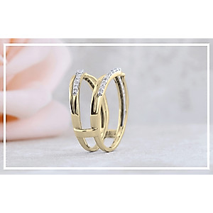 Dazzlingrock Collection 0.25 Carat (Cttw) 14K Diamond Women Wedding Enhancer Ring Guard Ring 1/4 CT, Yellow Gold, Size 7