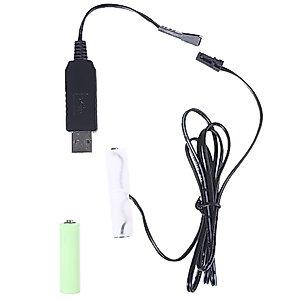 TINGLI USB Power Supply Cable for AA Battery,Replace 2AA 3V Battery,Reusable Batteries for Clocks, Toys, Holiday Lights, Fans, LEDs(Separable), Black
