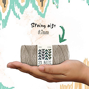 100% Organic Hemp Cord, Twine, String for Jewelry, Beading, Macrame, Crafts, 23 Bees (400ft x 22 lb.) Natural