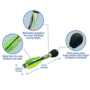 Zing Zoom Rocketz Refills 6 Pack, Soft and Safe Rocket Replacement, Launch up to 150 Feet Zoom Rocketz Launcher, No Batteries Required, for Kids Ages 8 and Up