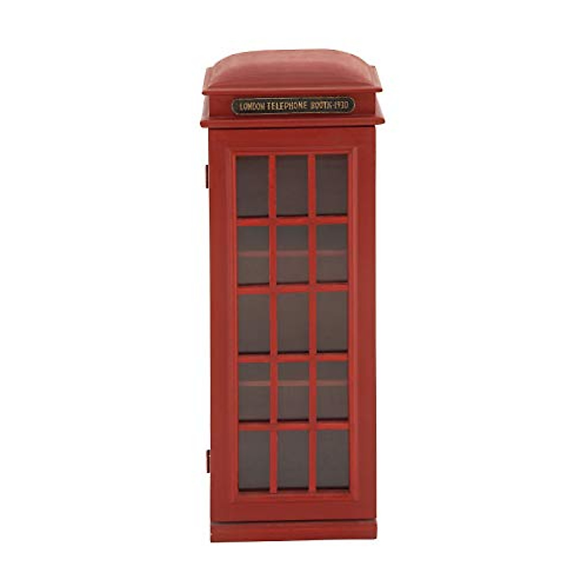 Deco 79 Wooden Telephone Room Storage Unit Vintage London Booth 2 Shelf Storage Cabinet, Accent Cabinet 11" x 9" x 30", Red