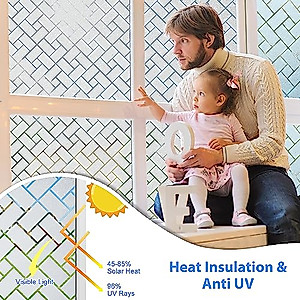 Dovesail Frosted Glass Window Film, Window Privacy Film with 3 Pieces Tools, Removable Static Cling Window Sticker Non-Adhesive Privacy Protection for Home Office,17.5 x 78.7 Inch, Matte Pure