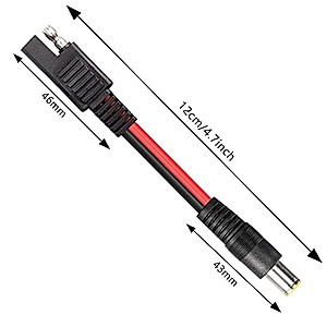 PNGKNYOCN SAE to DC 8mm Short Cable 10cm 14 AWG SAE Solar Connector to DC 8mm Male Connector Power Cable for Solar Generator Portable Solar Panel（2-Pack）