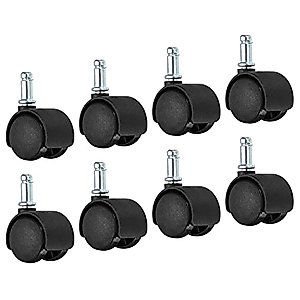 PATIKIL 1 Inch Swivel Casters, 8 Pack Nylon 360 Degree Universal Circlip Swivel Stem Wheels for Chair Furniture Replacement, Black