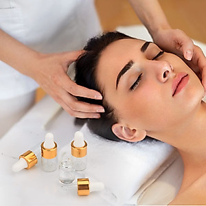 15Pcs Glass Essential Oil Dropper Bottles Clear Mini 1ml/2ml/3ml Perfume Dropping Bottle Cosmetic Sample Vials with Gold Cap and White Latex