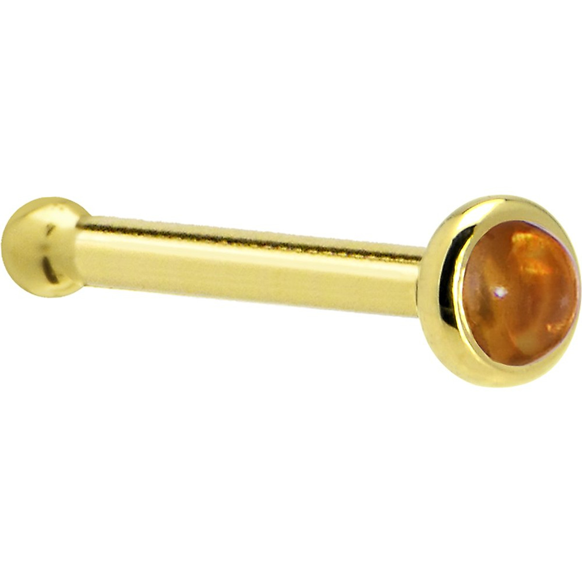 Solid 14k Yellow Gold 2mm Genuine Citrine Saffron Nose Stud Bone 20 Gauge 1/4"