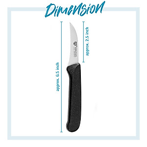 GRÄWE fruit knife, set of 3, paring knife, small kitchen knife set, paring knife, stainless steel, black, super sharp edge