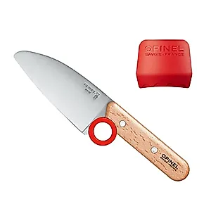 Opinel Le Petit Chef Knife Set, Chef Knife with Rounded Tip, Fingers Guard, For Children, Teaching Food Prep and Kitchen Safety, 2 Piece Set, Made in France