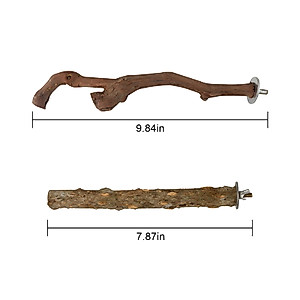 5PCS Bird Perch Stand Natural Wooden Parrot Stand Branch, 3 Grape Wood Perch, 2 Stand, Paw Grinding Fork Parakeet Chewing Stick Exercise Training Branches for Cockatiels, Small Birds