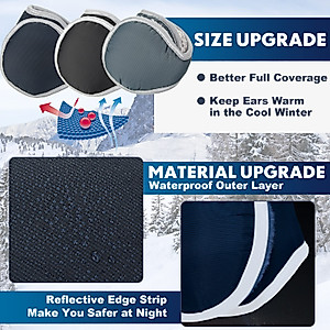 Zhehao 3 Pcs Winter Ear Muffs for Men Ear Warmers Waterproof Ear Covers with Reflective Stripe Unisex 3 Colors (black, Gray, Blue)
