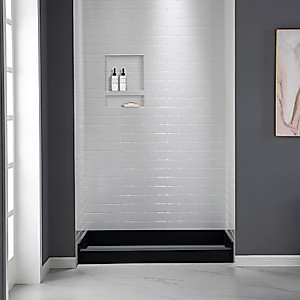 Woodbridge Ready for Tile Shampoo Soap Single Niche 16" x 20", SW1620S Shelf,Black