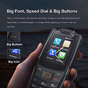 AGM M7 Rugged Phone, IP68 Waterproof Outdoor Phone, 2500mAh Battery Unlocked 4G Cell Phone for Seniors Dual SIM Biggest Speaker 2.4" Touch Screen 1GB+8GB Facebook/Skype/TikTok-Black