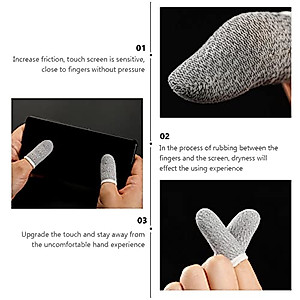 UKCOCO Gaming Finger Sleeves for Mobile Game- White Yellow Silver Fiber Game Sweat- Proof Finger Cot Mobile Controller Breathable Touchscreen, 6pcs